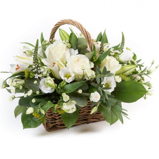 Buy White Basket at Rushes, Flower Delivery